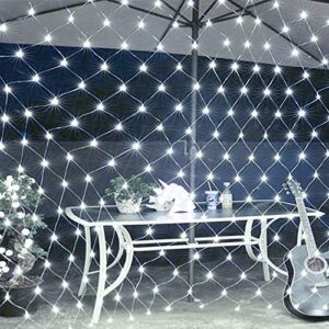 leyoyo led net lights outdoor mesh lights, 8 modes 200 led 6.6ft x 9.8ft christmas net lights for bedroom, christmas trees, bushes, wedding, garden, outdoor decorations (white)