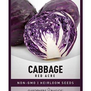 Cabbage Seeds for Planting - Red Acre Heirloom, Non-GMO Vegetable Variety- 1 Gram Seeds Great for Summer, Spring, Fall and Winter Gardens by Gardeners Basics