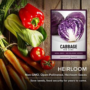 Cabbage Seeds for Planting - Red Acre Heirloom, Non-GMO Vegetable Variety- 1 Gram Seeds Great for Summer, Spring, Fall and Winter Gardens by Gardeners Basics