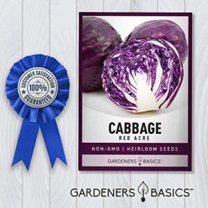 Cabbage Seeds for Planting - Red Acre Heirloom, Non-GMO Vegetable Variety- 1 Gram Seeds Great for Summer, Spring, Fall and Winter Gardens by Gardeners Basics