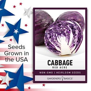 Cabbage Seeds for Planting - Red Acre Heirloom, Non-GMO Vegetable Variety- 1 Gram Seeds Great for Summer, Spring, Fall and Winter Gardens by Gardeners Basics