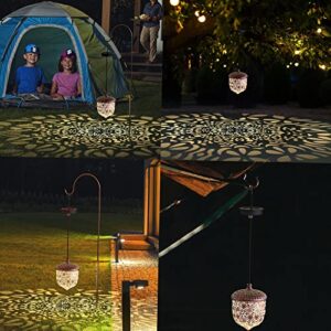 Tomshing Hanging Solar Lights Pathway Outdoor Large Garden Solar Metal Lights Waterproof LED Solar Lanterns for Porch, Patio and Walkway (Bronze)