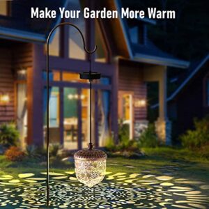 Tomshing Hanging Solar Lights Pathway Outdoor Large Garden Solar Metal Lights Waterproof LED Solar Lanterns for Porch, Patio and Walkway (Bronze)