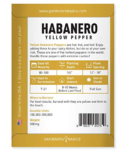 Yellow Habanero Pepper Seeds for Planting 100 Heirloom Non-GMO Habanero Peppers Plant Seeds for Home Garden Vegetables Makes a Great Gift for Gardeners by Gardeners Basics