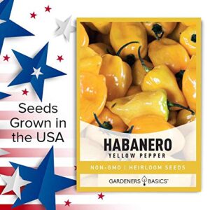 Yellow Habanero Pepper Seeds for Planting 100 Heirloom Non-GMO Habanero Peppers Plant Seeds for Home Garden Vegetables Makes a Great Gift for Gardeners by Gardeners Basics