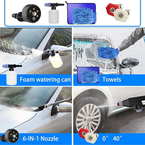 Battery Pressure Washer, Max 870 PSI, 2.1GPM Portable Pressure Washer, Cordless Pressure Washer with 6-in-1 Nozzle, Electric Powered Washer for Car/Fence/Floor Cleaning & Watering