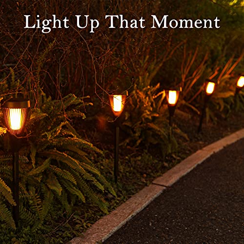 LUSHARBOR Solar Outdoor Lights, Solar Torch Lights with Flickering Flame, 12 LED Waterproof Solar Lights Auto On/Off Outdoor Landscape Decor Flame Lights for Garden, Patio, Yard, Driveway, 4 Pack