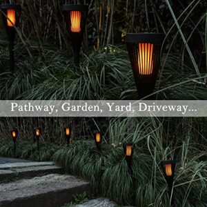 LUSHARBOR Solar Outdoor Lights, Solar Torch Lights with Flickering Flame, 12 LED Waterproof Solar Lights Auto On/Off Outdoor Landscape Decor Flame Lights for Garden, Patio, Yard, Driveway, 4 Pack