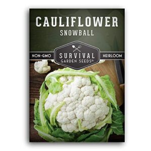 survival garden seeds – snowball cauliflower seed for planting – packet with instructions to plant and grow amazing white vegetables in your home vegetable garden – non-gmo heirloom variety