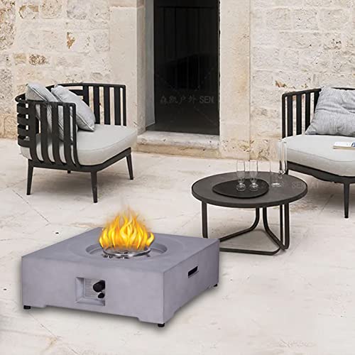 JHSDFOUIH 30in Faux Stone Propane Fire Pit with Water Proof Cover and Lava Rock, 40,000BTU Outdoor Propane Burning Fire Table for Patio Garden Backyard