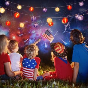 4th of July Lights - Minetom Lantern String Lights, 6.7 Feet 10 Waterproof Nylon Lantern Hanging Globe Light, Plug in Connectable Decorative Lights for Independence Day Garden Fourth of July Decor