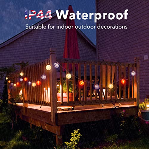 4th of July Lights - Minetom Lantern String Lights, 6.7 Feet 10 Waterproof Nylon Lantern Hanging Globe Light, Plug in Connectable Decorative Lights for Independence Day Garden Fourth of July Decor