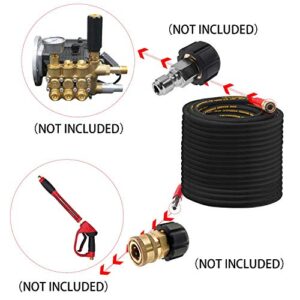 Hourleey 50FT Pressure Washer Hose with 3/8 Inch Quick Connect, High Tensile Wire Power Washer Hose, 4000 PSI