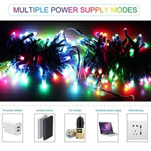 OIGOT LED Light String, Christmas Decoration LED Light Strip, Battery Remote Control, 8 Modes And 12 Different RGB Conversions,Suitable For Outdoor/Indoor, Bedroom,Music Party, Garden, TV, DIY