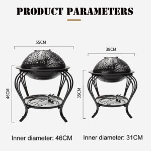 MCNUSS Outdoor Fire Pit with BBQ Grill, Garden Fire Bowl, Garden Fireplace, Fire Basket, for Camping Charcoal Grills and Indoor and Outdoor Heating,35X39CM