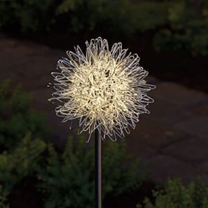 ART & ARTIFACT Dandelion Garden Stakes - Set of 2 Solar Flower Lights, Outdoor LED Light Yard Art, Lighted Garden Decor