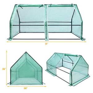 Ohuhu Portable Mini Greenhouse, 71"x36"x36" Greenhouses for Outdoors with Dual Large Zipper Doors & Ground Stakes, Waterproof & UV Protected Plastic Green House for Outside Garden Patio Backyard