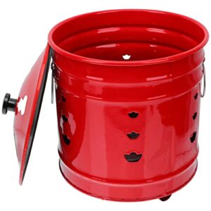 cabilock enamel burn barrel incinerator barrel with handle abd lids paper fire pit for garden paper leaf trash wood backyard bonfire red