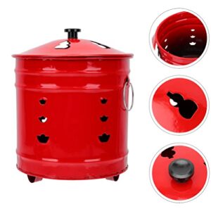 Cabilock Enamel Burn Barrel Incinerator Barrel with Handle Abd Lids Paper Fire Pit for Garden Paper Leaf Trash Wood Backyard Bonfire Red