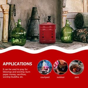 Cabilock Enamel Burn Barrel Incinerator Barrel with Handle Abd Lids Paper Fire Pit for Garden Paper Leaf Trash Wood Backyard Bonfire Red