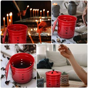 Cabilock Enamel Burn Barrel Incinerator Barrel with Handle Abd Lids Paper Fire Pit for Garden Paper Leaf Trash Wood Backyard Bonfire Red