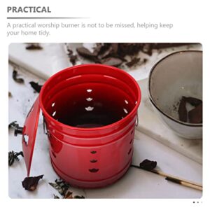 Cabilock Enamel Burn Barrel Incinerator Barrel with Handle Abd Lids Paper Fire Pit for Garden Paper Leaf Trash Wood Backyard Bonfire Red