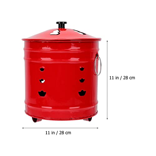 Cabilock Enamel Burn Barrel Incinerator Barrel with Handle Abd Lids Paper Fire Pit for Garden Paper Leaf Trash Wood Backyard Bonfire Red