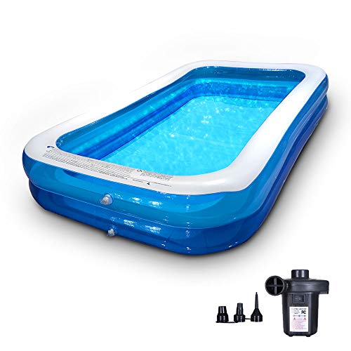 Inflatable Swimming Pool-Electric Pump Include 120" X 72" X 22" Family Full-Sized Inflatable Pool for Kids&Adults for Ages 3+ Blow up Lounge Pool Above Ground, Outdoor, Garden, Backyard