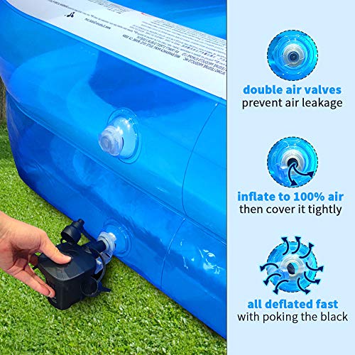 Inflatable Swimming Pool-Electric Pump Include 120" X 72" X 22" Family Full-Sized Inflatable Pool for Kids&Adults for Ages 3+ Blow up Lounge Pool Above Ground, Outdoor, Garden, Backyard