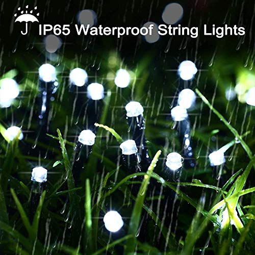 DBFairy Solar Curtain String Lights Outdoor, 13ft(L) x 3.3ft(H), 8 Mode, 200 LED,Solar Icicle Twinkle Lights for Home Garden Patio Camping Party Window Balcony Decoration - Waterproof,Dark Green-White