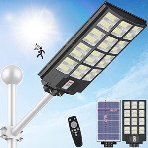 insdea 1000w led solar street light outdoor, 80000lm ip65 waterproof solar security flood lights motion sensor with remote control, dusk to dawn solar led light lamp for garden yard parking lot