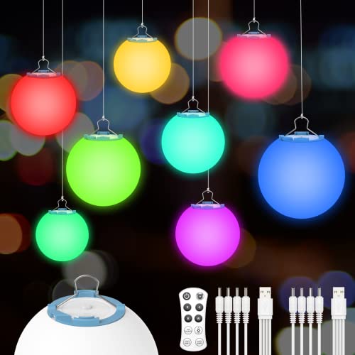 Floating Pool Lights, Christmas Lights Outdoor 8 Pack IP68 Waterproof with 16 Colors, Hanging Lights with Timer/Remote, Christmas Ornaments for Party, Holiday, Patio, Garden,Bathtub, Backyard