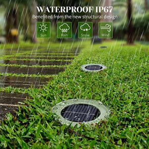 NFESOLAR Solar Ground Lights Outdoor Waterproof Color Changing Christmas Lights for Pathway Walkway Patio Yard Lawn (4 Packs)