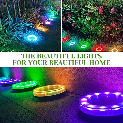 NFESOLAR Solar Ground Lights Outdoor Waterproof Color Changing Christmas Lights for Pathway Walkway Patio Yard Lawn (4 Packs)