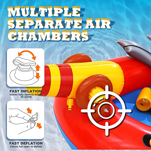 Inflatable Swimming Pool for Kids Toddlers, Water Spray Pirate Boat Summer Water Game Play Center for Indoor Outdoor Garden Yard 80"X45"X35"Kiddie Pool for Ages 2+