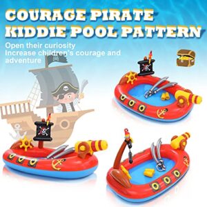 Inflatable Swimming Pool for Kids Toddlers, Water Spray Pirate Boat Summer Water Game Play Center for Indoor Outdoor Garden Yard 80"X45"X35"Kiddie Pool for Ages 2+