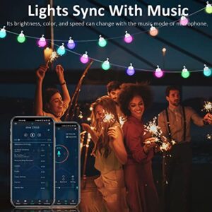 GAEFURY Smart Outdoor String Lights, 48FT RGB Patio String Lights with Bluetooth App & Remote Control, Color Changing Outdoor String Lights IP65 Waterproof for Patio, Balcony, Garden, Party