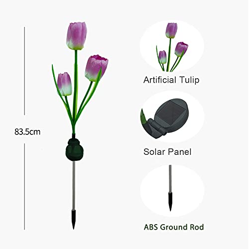 Tulip Solar Garden Lights, Christmas Yard Decorations Solar Flower Lights, Artifitical Solar Tulip Flower Lamp for Garden Patio Yard Pathway Decoration (2 Pack, Purple Tulip)