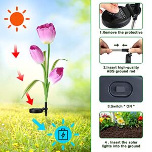 Tulip Solar Garden Lights, Christmas Yard Decorations Solar Flower Lights, Artifitical Solar Tulip Flower Lamp for Garden Patio Yard Pathway Decoration (2 Pack, Purple Tulip)