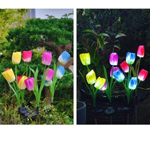 Tulip Solar Garden Lights, Christmas Yard Decorations Solar Flower Lights, Artifitical Solar Tulip Flower Lamp for Garden Patio Yard Pathway Decoration (2 Pack, Purple Tulip)