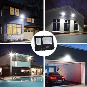 HANNAHONG 50W 120V LED Flood Light Plug in,5500 Lumen,Super Bright Security/Work/Plant Grow Light,IP66 Waterproof Outdoor,Daylight White Reflector Spotlight for Porch,Garage,Patio,Yard,Garden 2 Pack