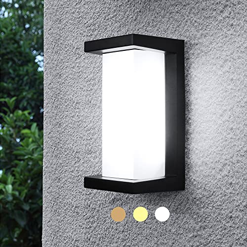 Sytmhoe Modern Outdoor Wall Lights,24W-LED Wall Sconce Light Fixtures,3-Color-Changeable Wall Mounted Lamps,Matte Black Porch&Patio Light,IP65 Waterproof for Hallway Stairs Gardens