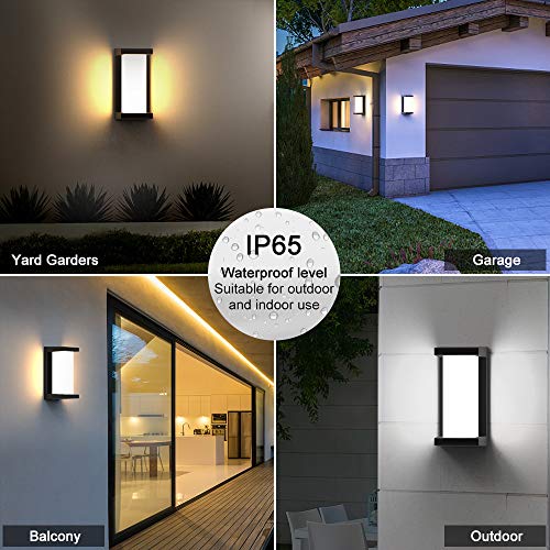 Sytmhoe Modern Outdoor Wall Lights,24W-LED Wall Sconce Light Fixtures,3-Color-Changeable Wall Mounted Lamps,Matte Black Porch&Patio Light,IP65 Waterproof for Hallway Stairs Gardens