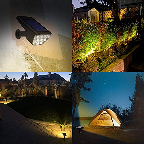 Solar Landscape Spotlights, 30 LED Waterproof Outdoor Wall Lights, Solar Powered Warm White 3000K Security Light, Wireless Landscaping Light for Yard Garden Driveway Porch Walkway Pool Patio, 4 Pack