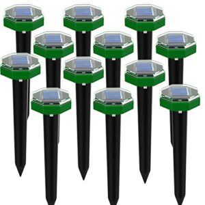 solar mole repellent 12 pack,gopher repellent ultrasonic waterproof for outdoor garden lawn yard get rid of gophers, moles, groundhogs，voles