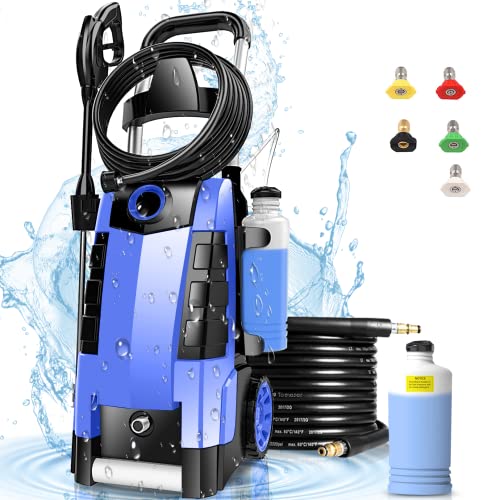 Power Washer, TE3000 1.9GPM Pressure Washer 1800W Electric High Pressure Washer Professional Car Washer Cleaner Machine with Hose Reel ,5 Nozzles for Patio Garden Yard Vehicle