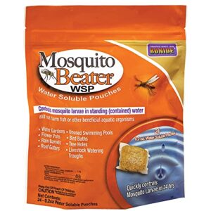 mosquito beater water soluble pouches, pack of 24 pouches control mosquito larvae in standing water, won’t harm fish