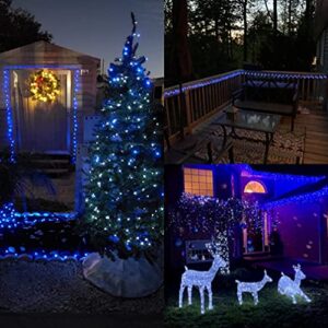 QITONG 2 Pack Upgraded PVC Solar Fairy Lights, Each 33ft 100 LED Blue Solar Lights Outdoor Waterproof, 8 Modes Twinkle Mini String Lights for Garden Yard Patio Fence Christmas Decorations