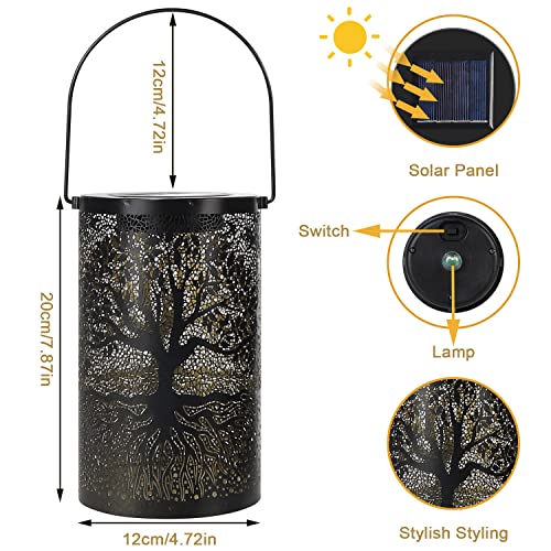 ZWOOS Solar Lantern for Outdoor, Waterproof Solar Lights, Hanging/ Standing, for Balcony, Patio, Garden Decoration