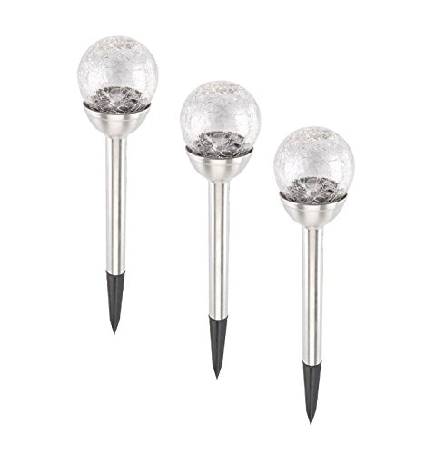 One Stop Gardens 3 Pc. Solar Glass Crackle Ball Pathway Light Set